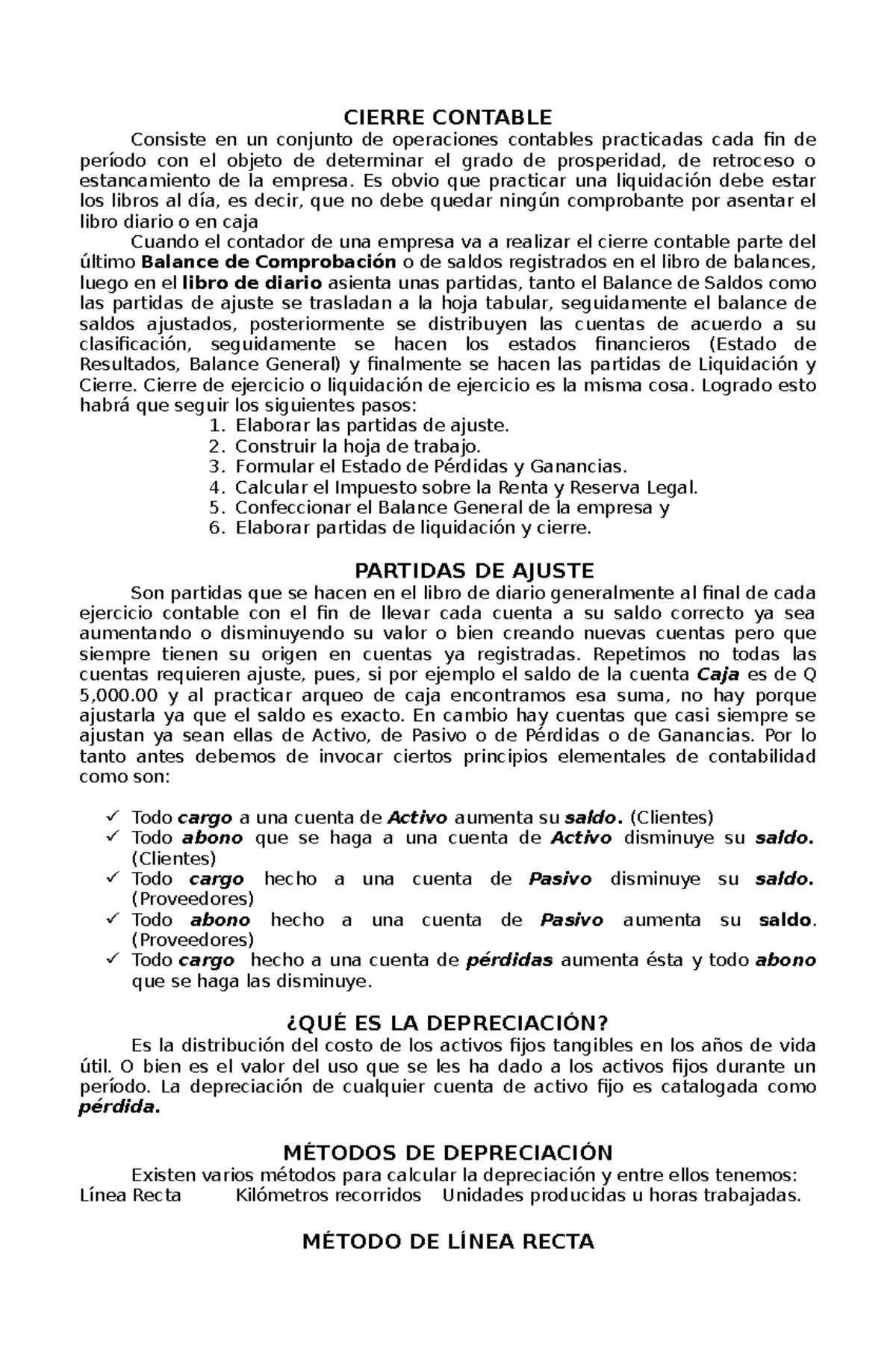 Teoria Cierre Contable - CIERRE CONTABLE Consiste en un conjunto de ...