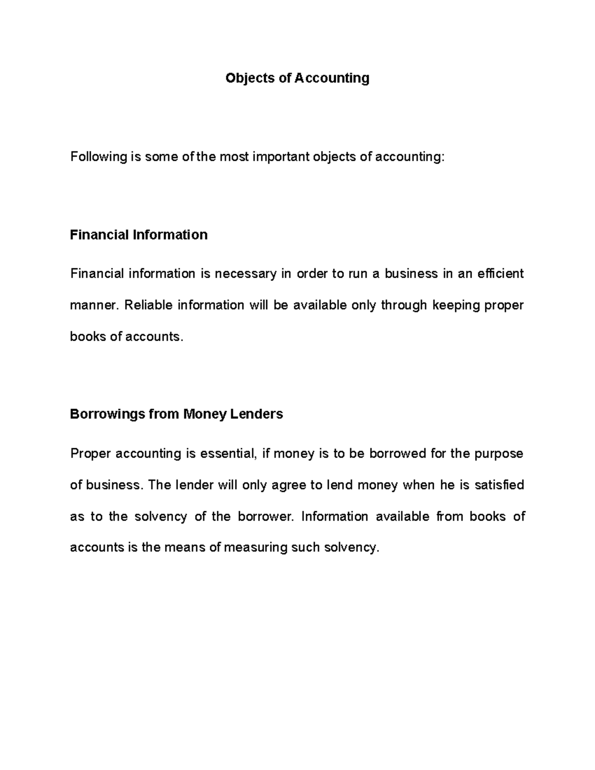 Lecture Note The Objects of Accounting - Objects of Accounting ...