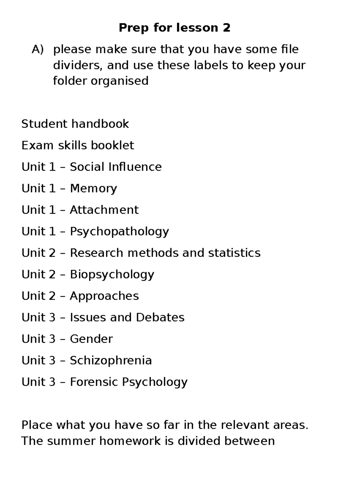 Prep for lesson 2 - revision notes to help guide you in your learning ...