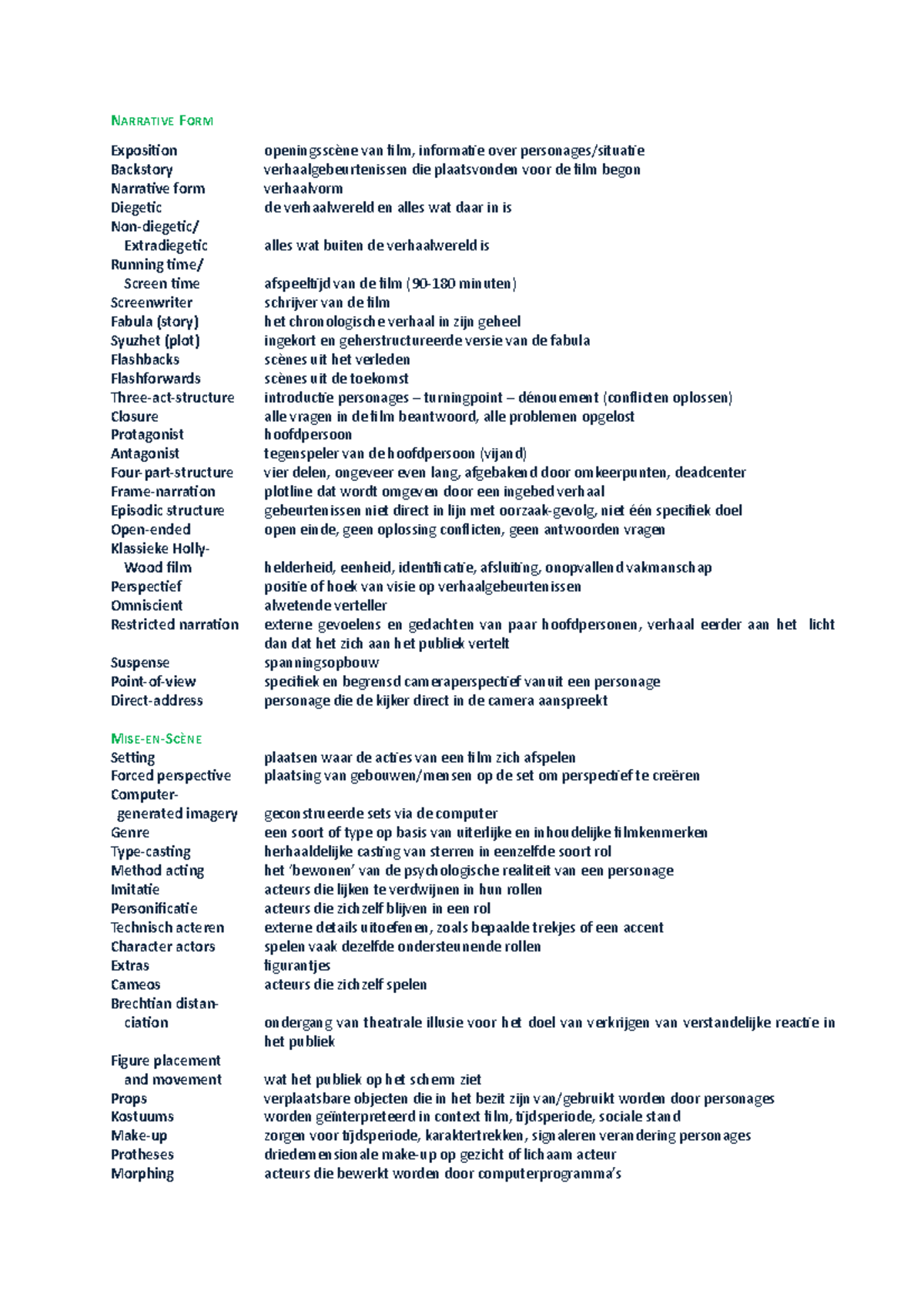 Begrippen P&W - NARRATIVE F ORM Exposition Backstory Narrative form ...