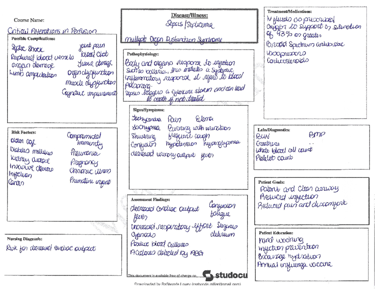 Sepsis Concept Map-Basic - NUR-212 - Studocu