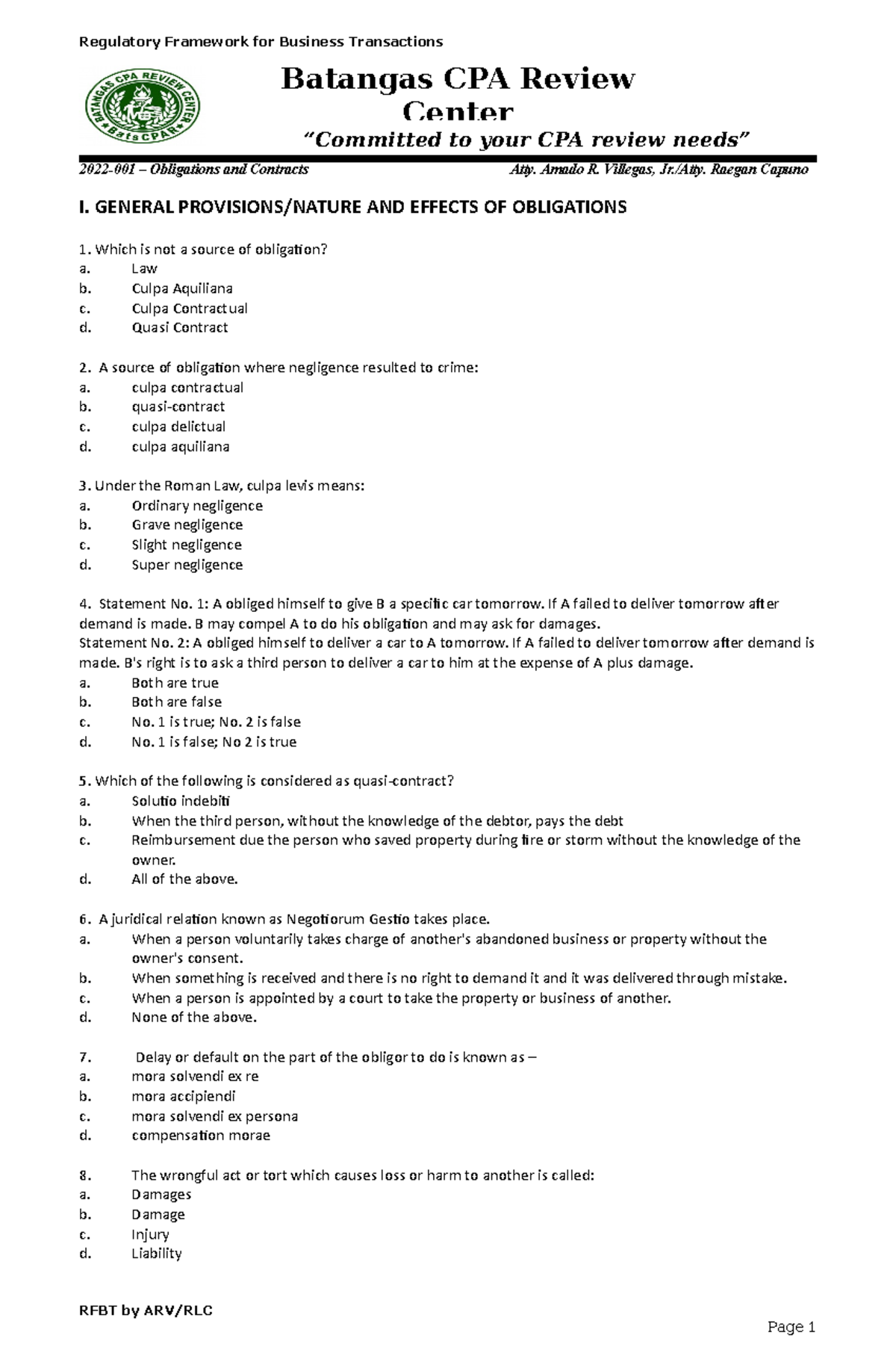 Handout 1 - Oblicon - This is for the reviews and undergraduates ...
