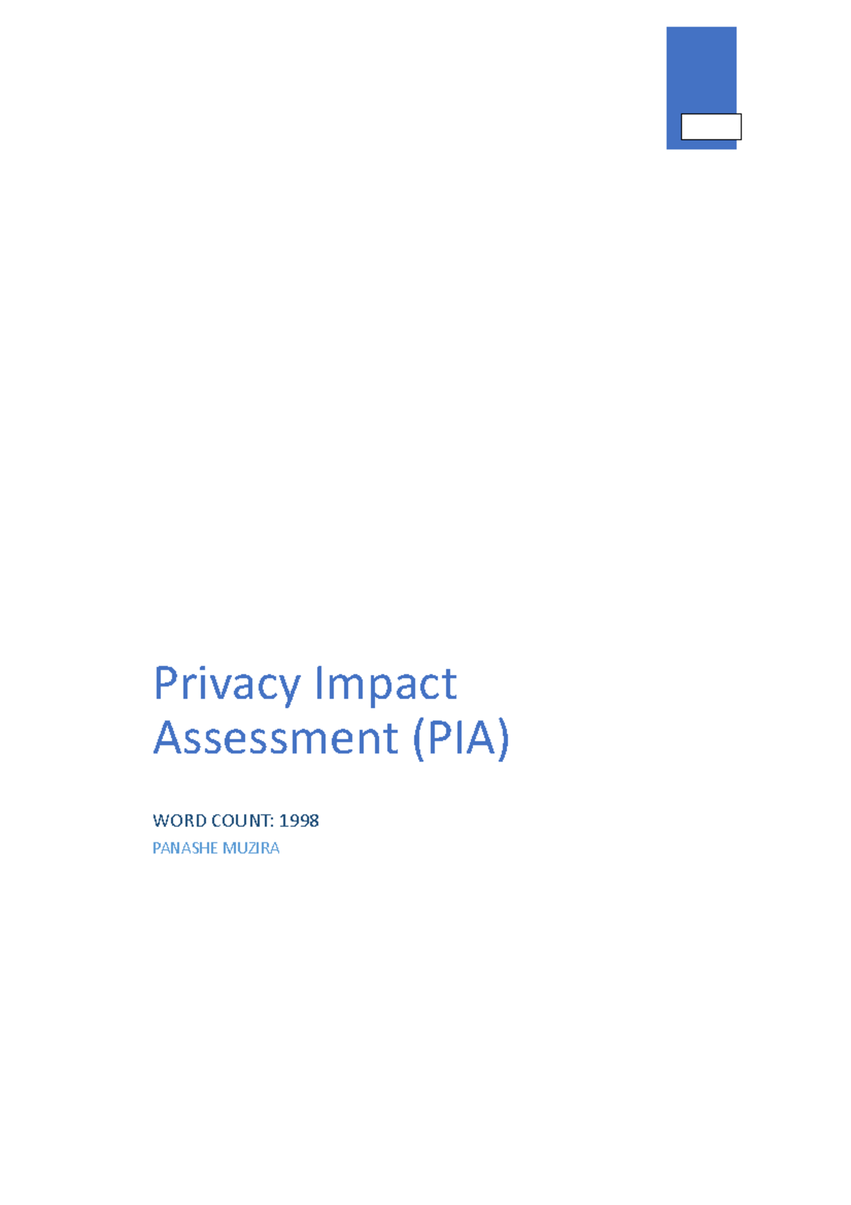 PIA Memo - APP's assignment - Privacy Impact Assessment (PIA) WORD ...