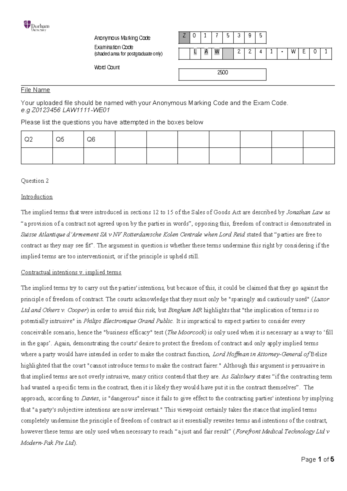 Assignment 2023/24 - Anonymous Marking Code Z 0 1 7 5 3 9 Examination ...