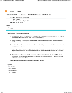 Assignment 2 for Semester 1 of 2022 AUE2601 - Semester 1: Compulsory ...