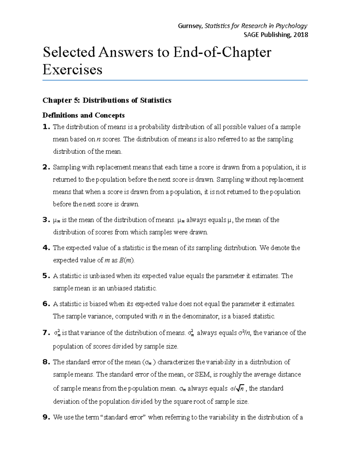 Gurnsey Answers 05 - SAGE Publishing, 2018 Selected Answers to End-of-Chapter Exercises Chapter ...