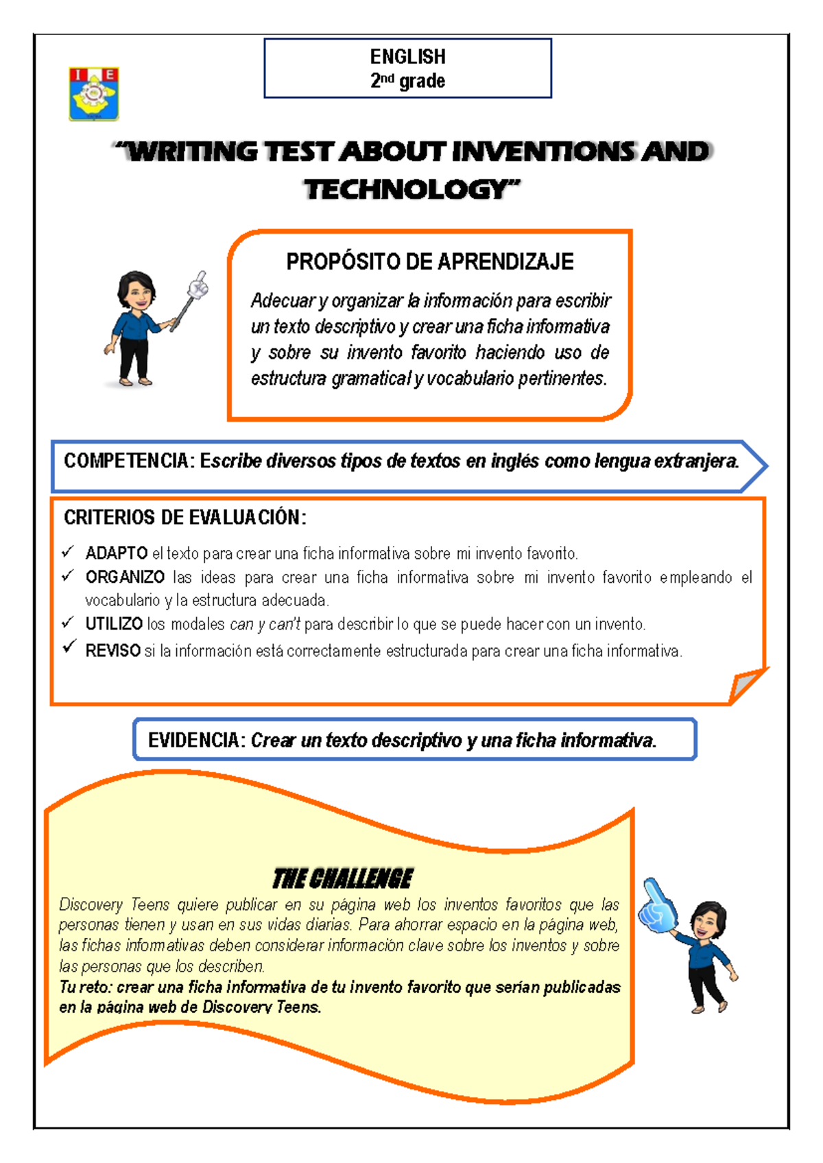 Segundo ficha de trabajo 3ER Bimestre - ####### 2 nd grade “WRITING ...