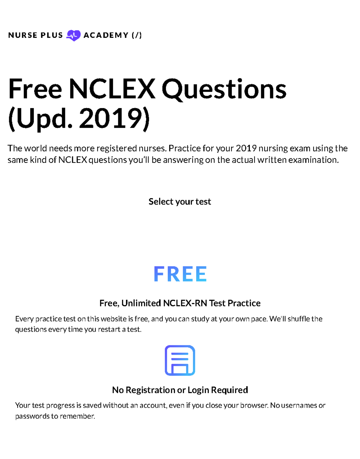 Free Nclex Questions Nclex RN Practice Test Bank 2019 - ####### N U R S ...