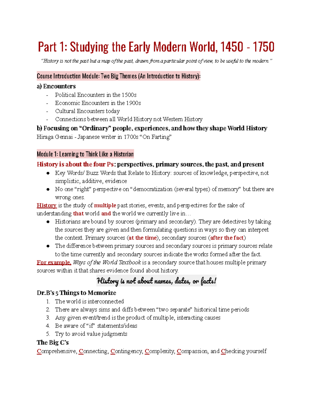 Module 1 Learning to think Like a Historian - Part 1: Studying the ...