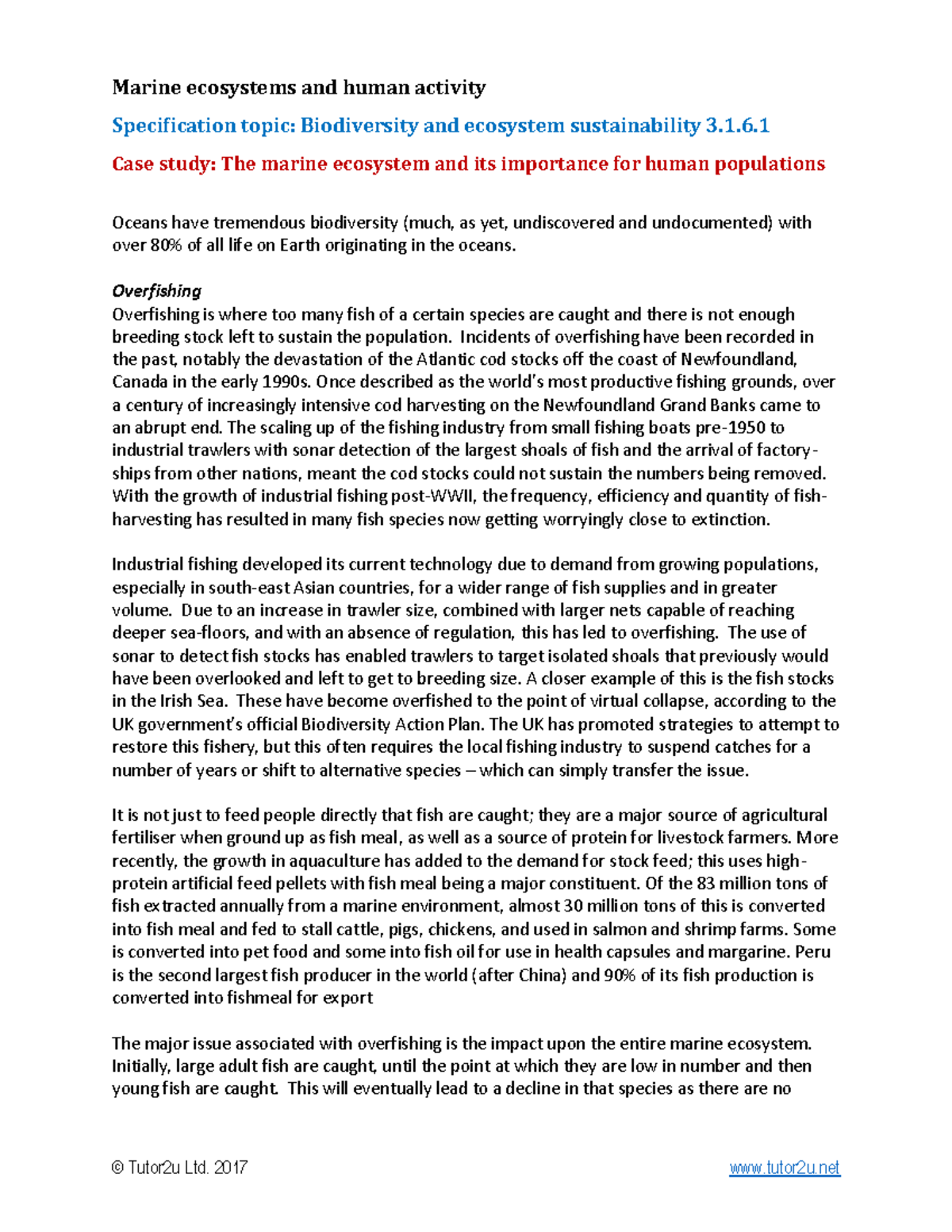 #43 Biodiversity and ecosystem sustainability CS - Marine ecosystems ...