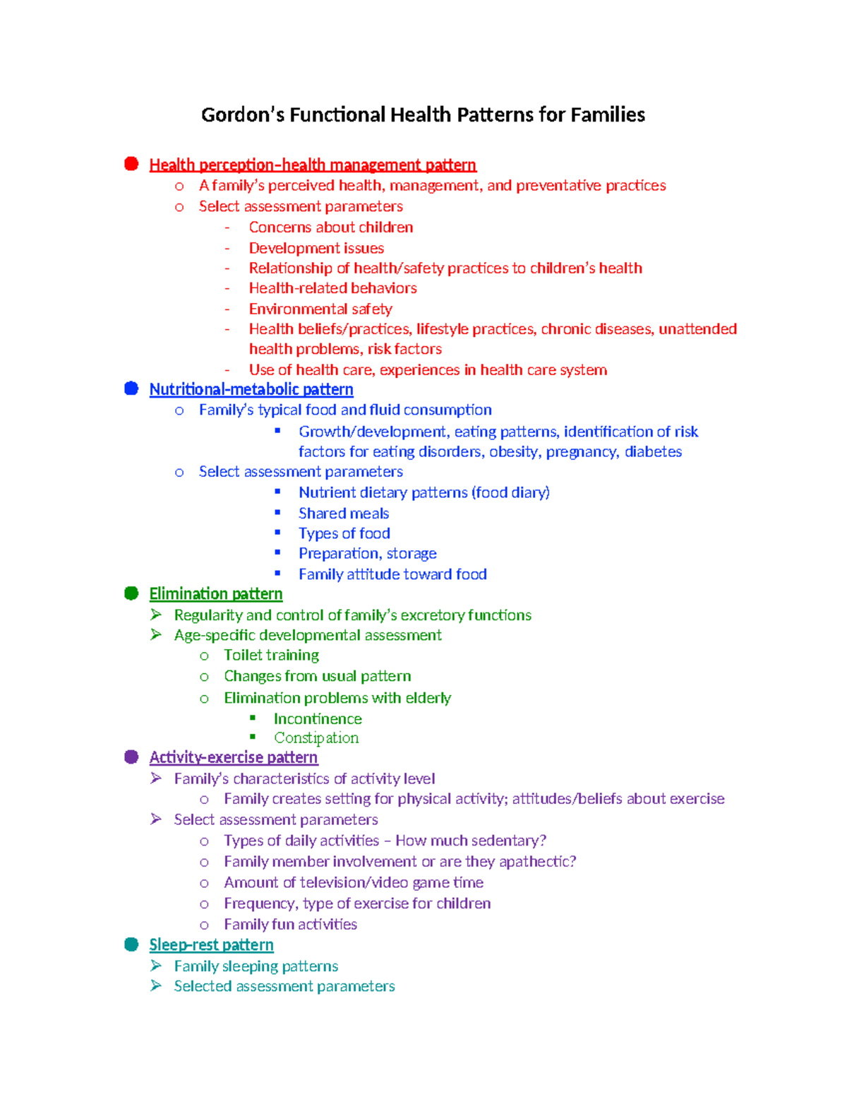 Gordon functional health pattern - Gordon’s Functional Health Patterns ...