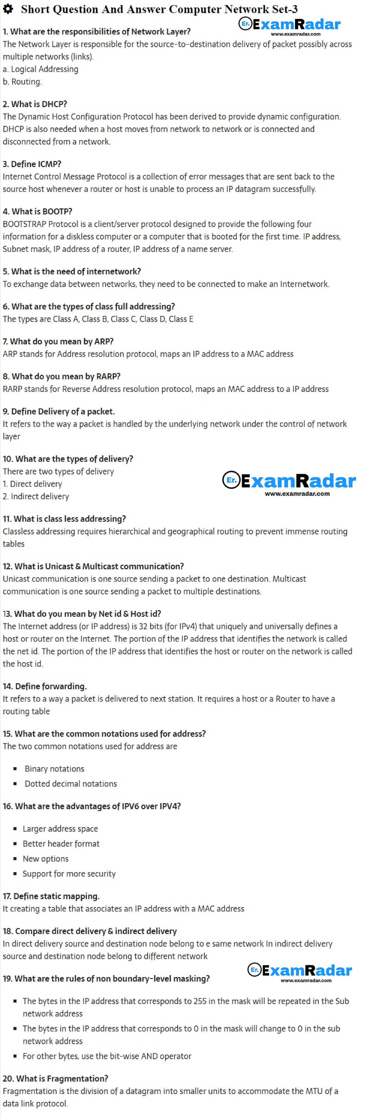 Data Communication And Computer Network Short Question And Answer PDF ...