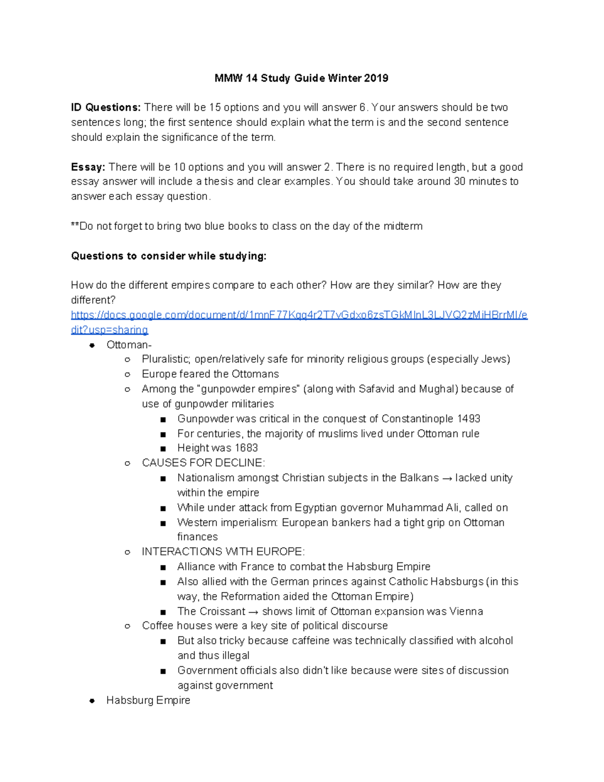 MMW 14 study guide - MMW 14 Study Guide Winter 2019 ID Questions: There ...