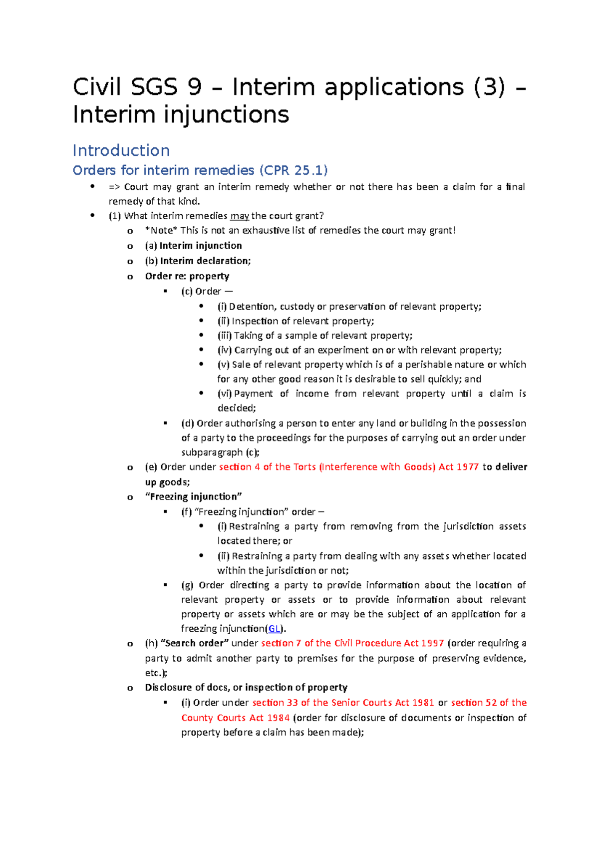 Civil SGS 9 - Interim app'ns (3) - Interim injunction - Civil SGS 9 ...