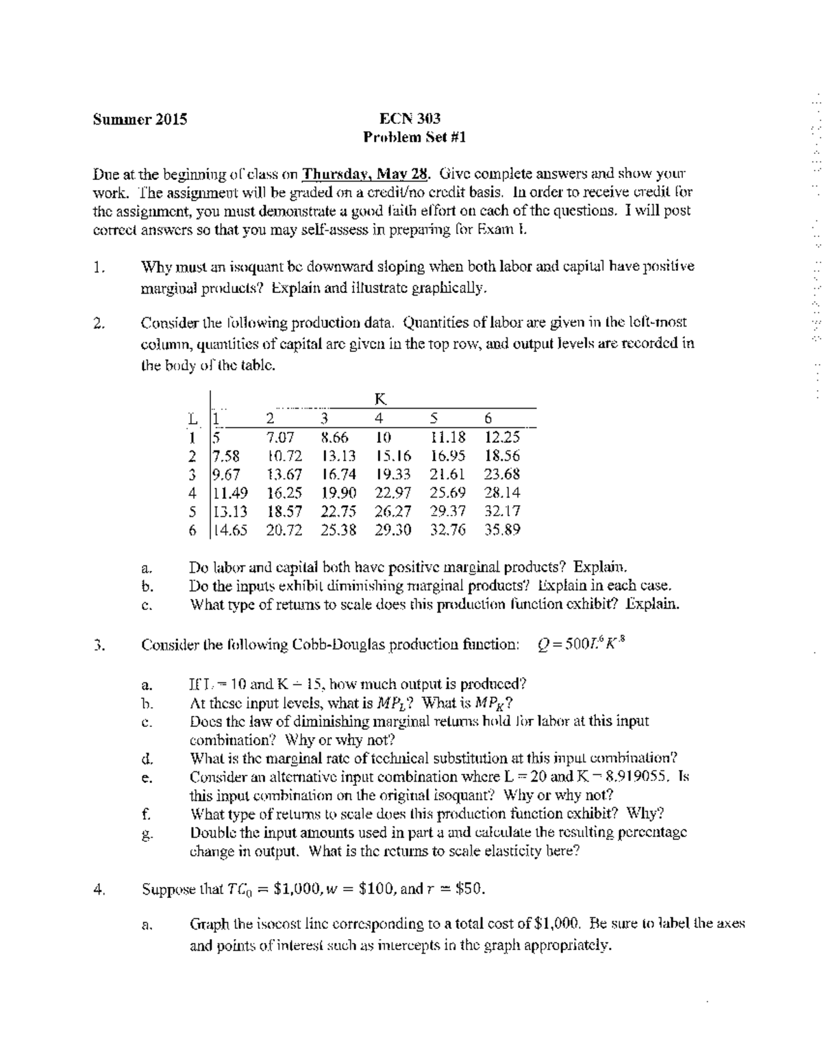 Problem set 1 - ECN 303 - Studocu