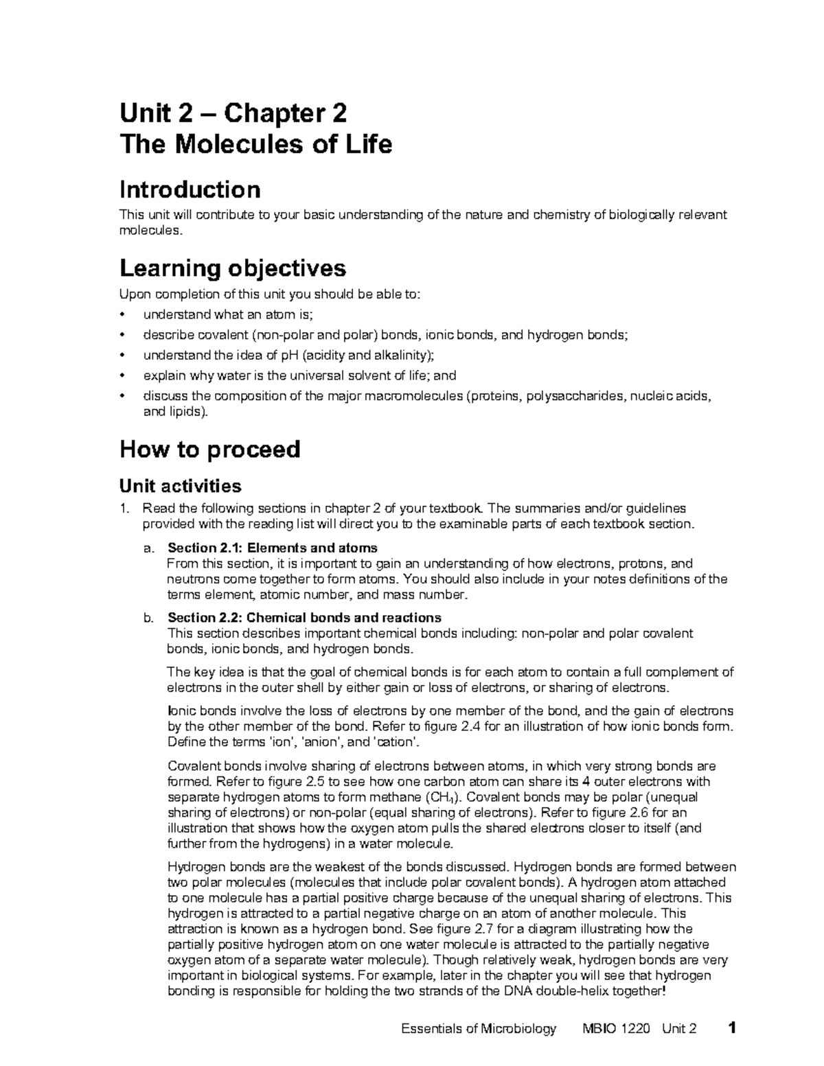 Unit2 9th ed - hand notes 2 - Essentials of Microbiology MBIO 1220 Unit ...