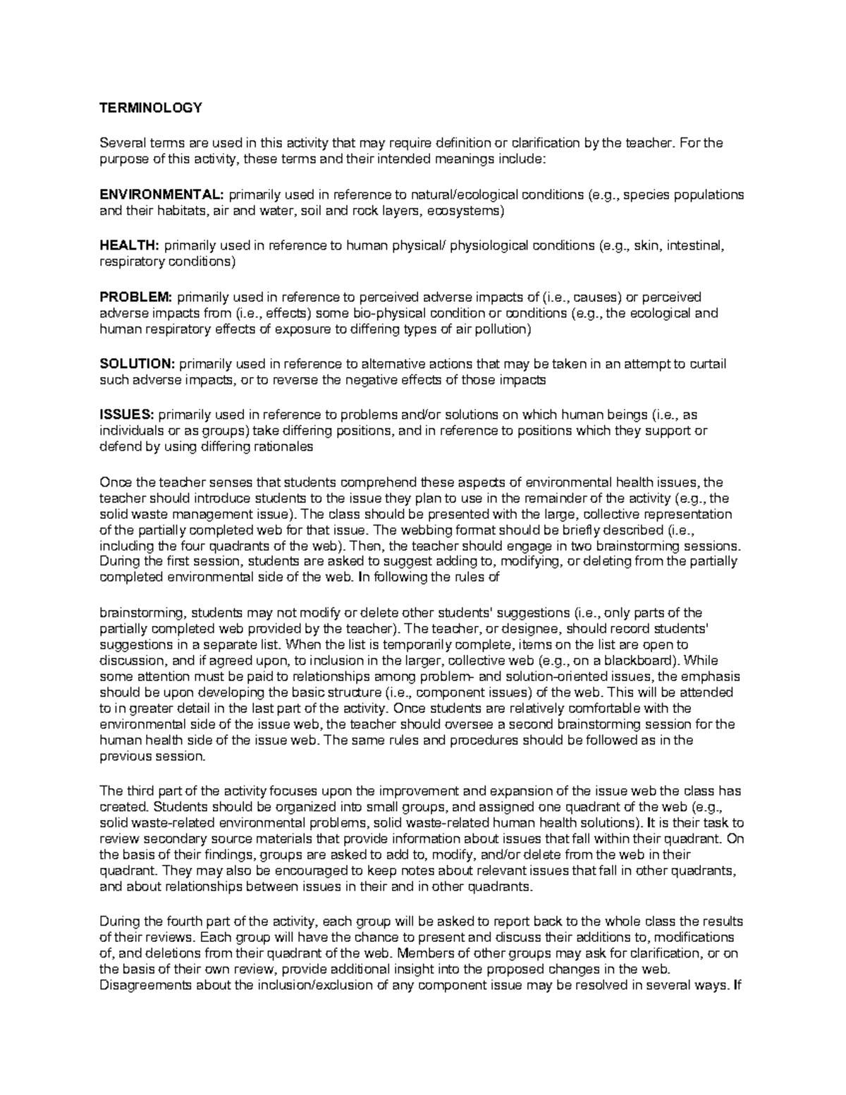 YYY - TERMINOLOGY Several terms are used in this activity that may ...