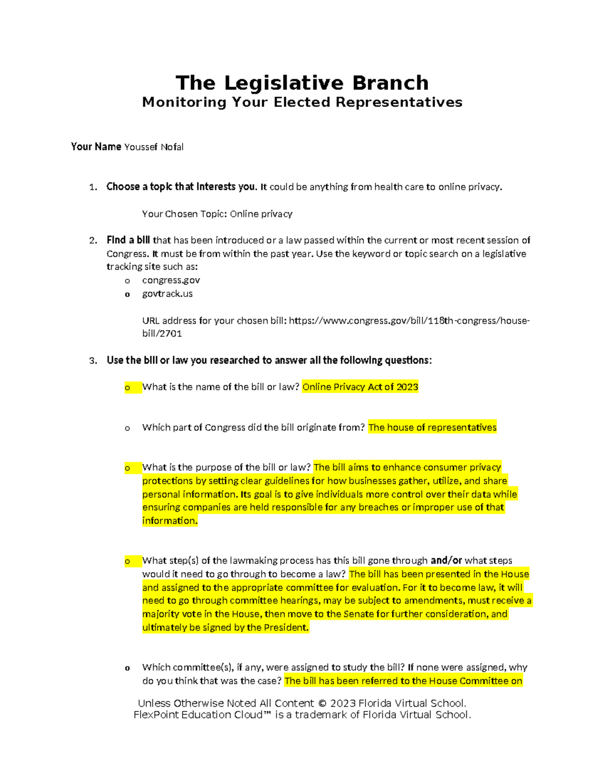 The legislative branch assignment - The Legislative Branch Monitoring ...
