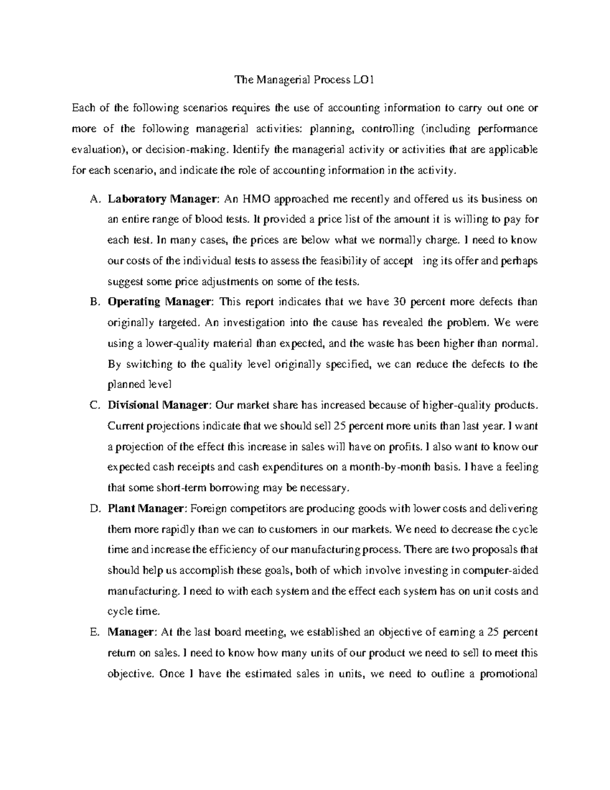 The Managerial Process LO1 Accounting Managerial - The Managerial ...