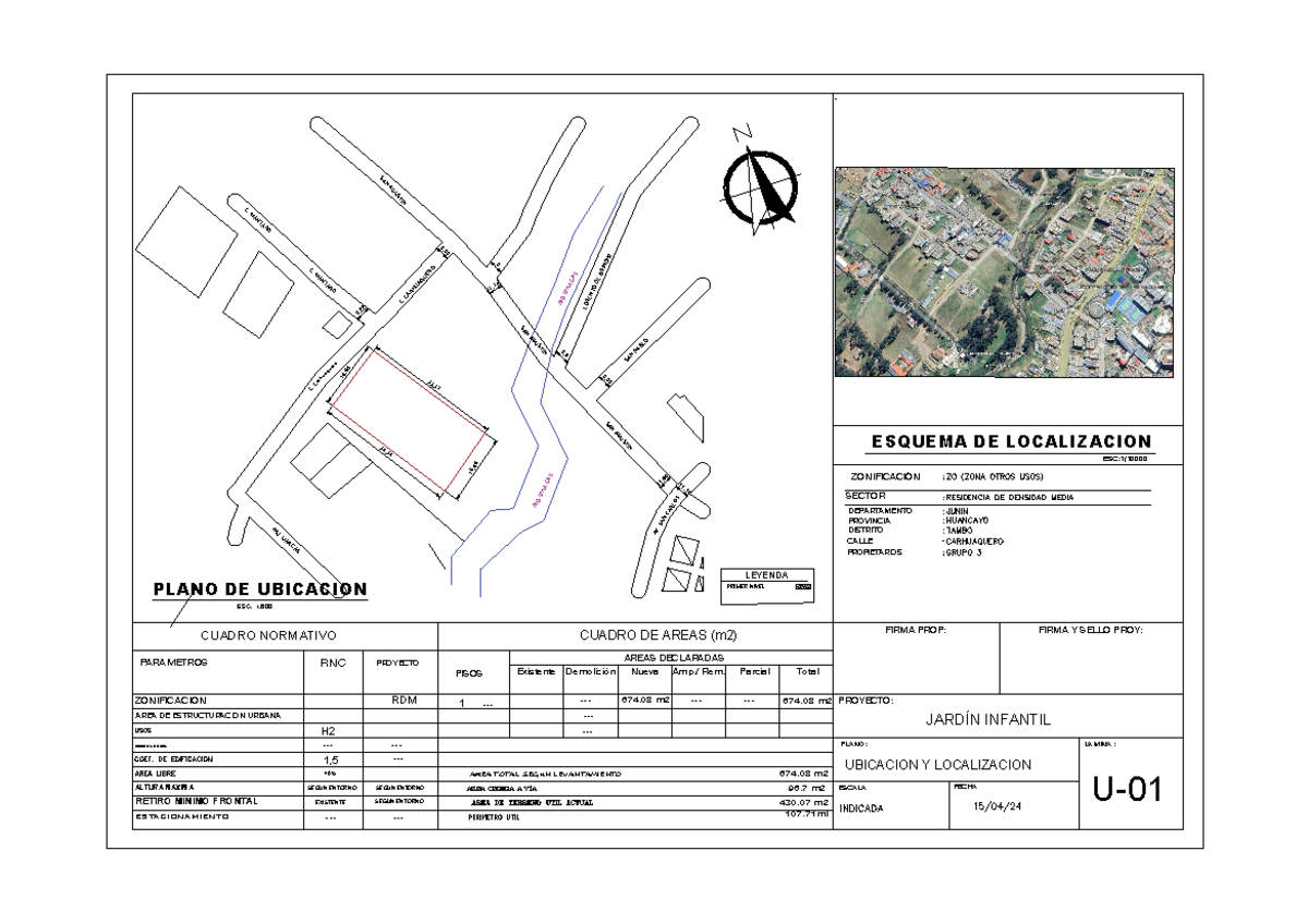 Ubicacion plano-Modelo - PLANO DE UBICACION ESC. 1/ AREAS DECLARADAS CUADRO DE AREAS (m2) CUADRO ...