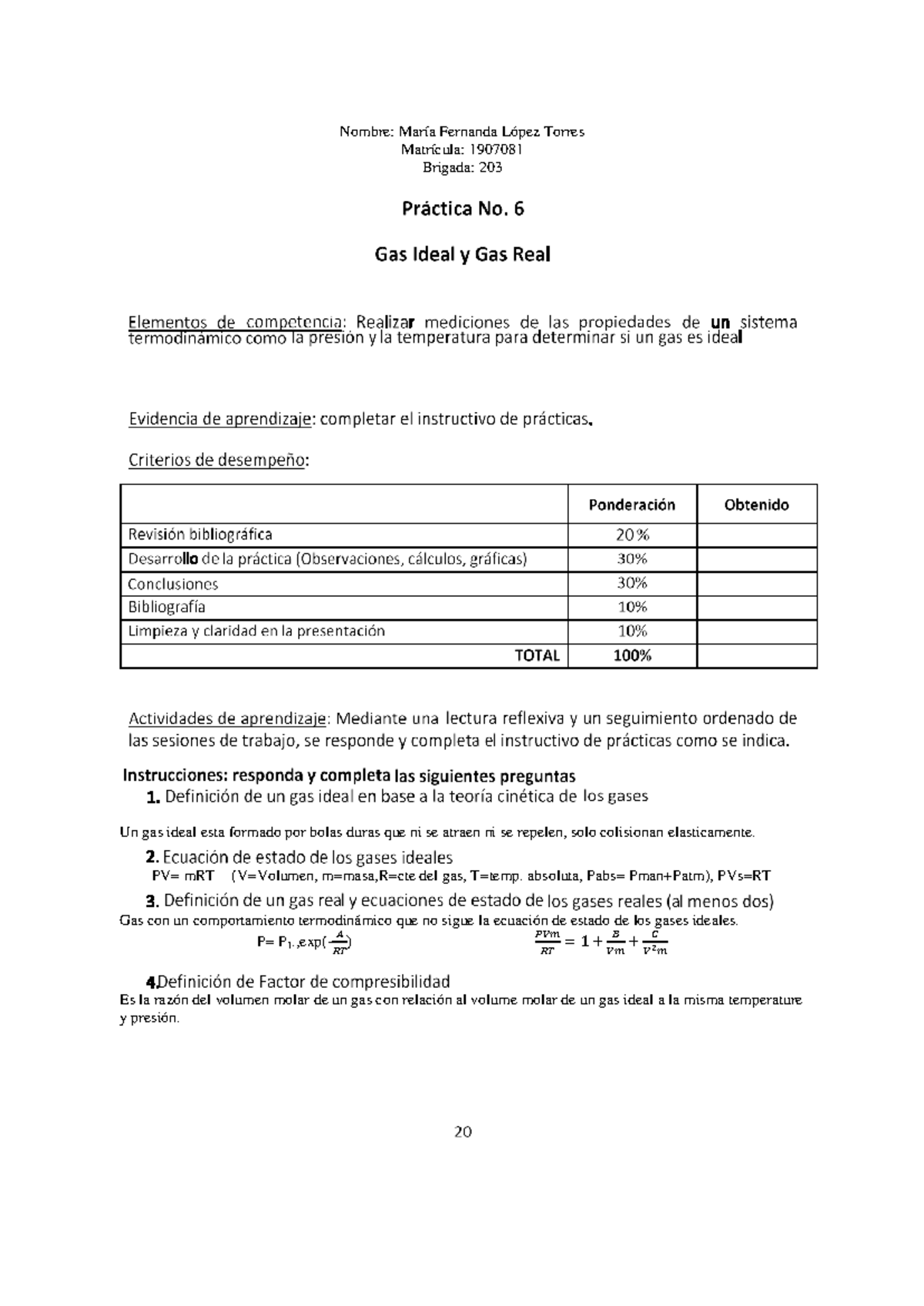 1907081 Práctica 6 Lab Termo B203 - Nombre: María Fernanda López Torres ...