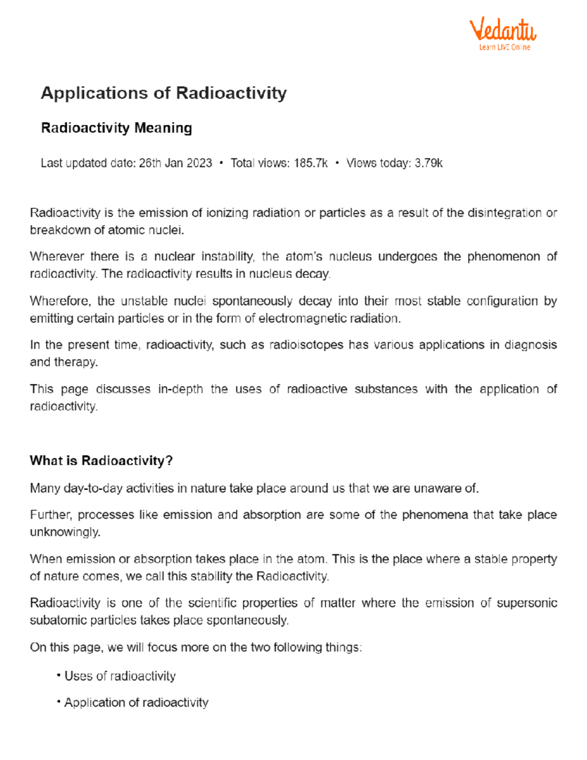Applications of Radioactivity - B.tech CSE - Studocu