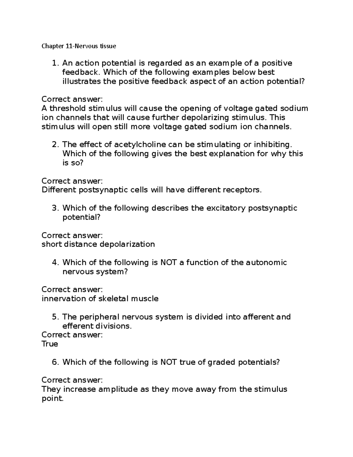 Chapter 11 Nerve Tissue A and P - Chapter 11-Nervous tissue An action ...