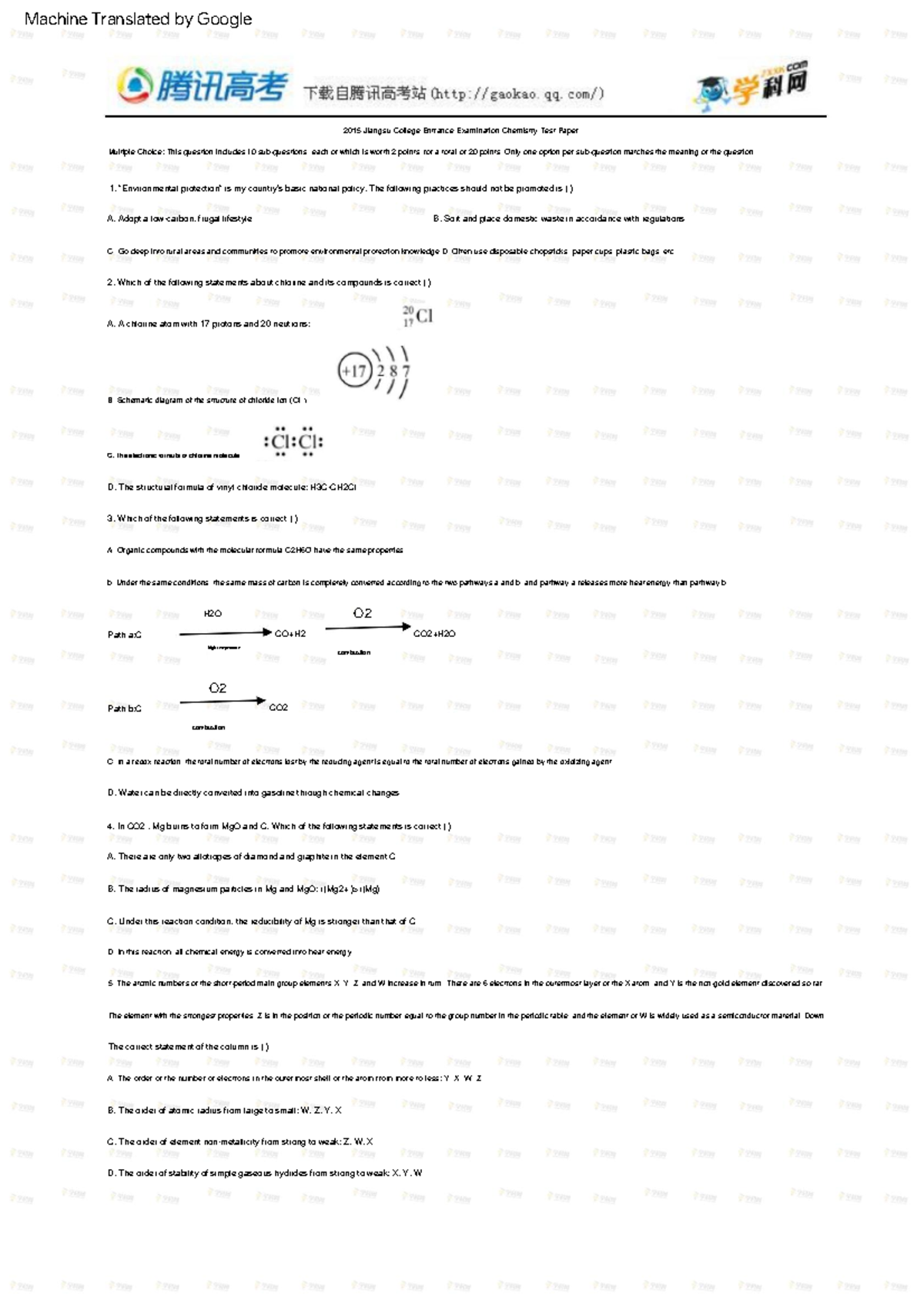 Gaokao Chem - Econ - 2015 Jiangsu College Entrance Examination ...