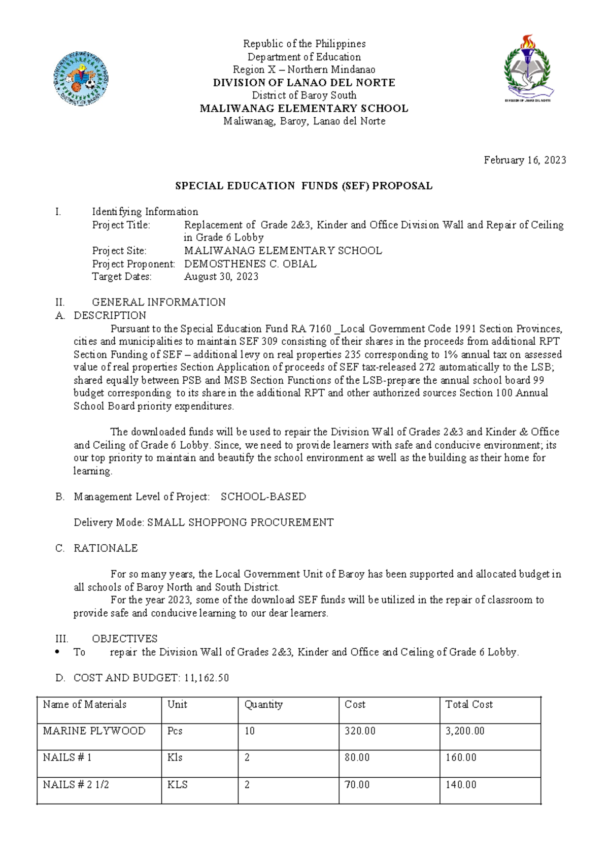 Gad proposal 2021 - school reports - Republic of the Philippines ...