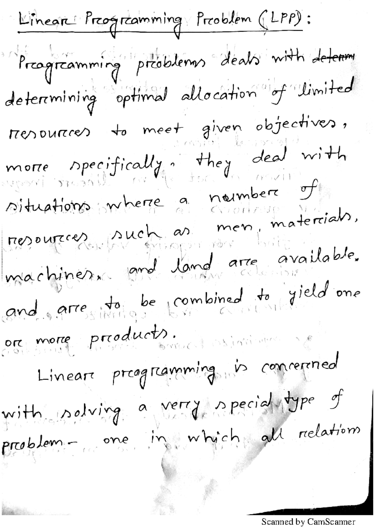 Linear Programming - Bsc mathematics - Studocu