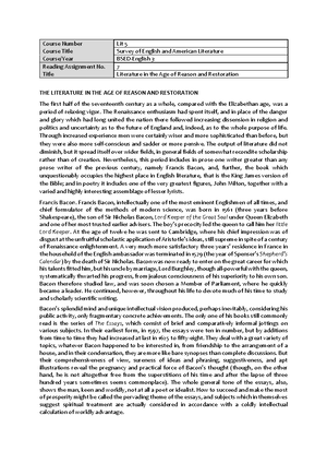 Course Learning Packet in Lit 5 (Lesson 2) - LESSON 2 Early Periods in ...
