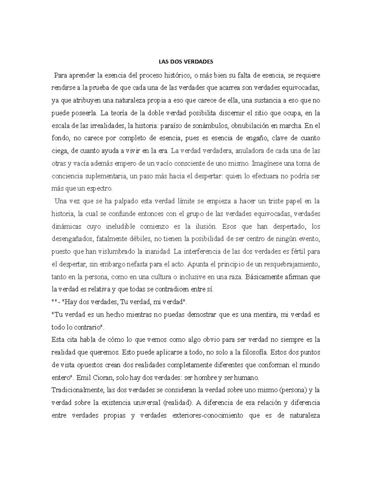 Las dos verdades - HOLA - LAS DOS VERDADES Para aprender la esencia del ...