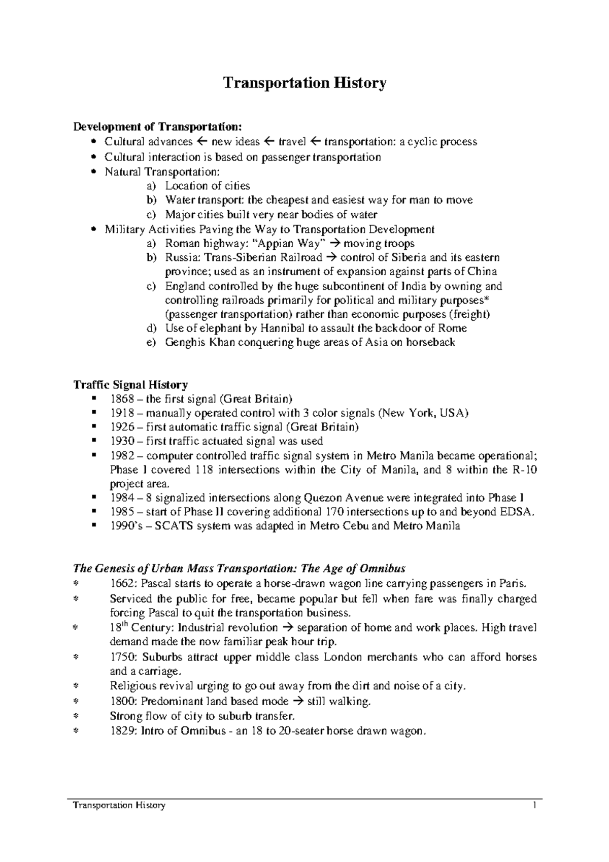 1 History Of Transportation 22Jan2015 Transportation History 1-history-of-transportation-22jan2015-transportation-history