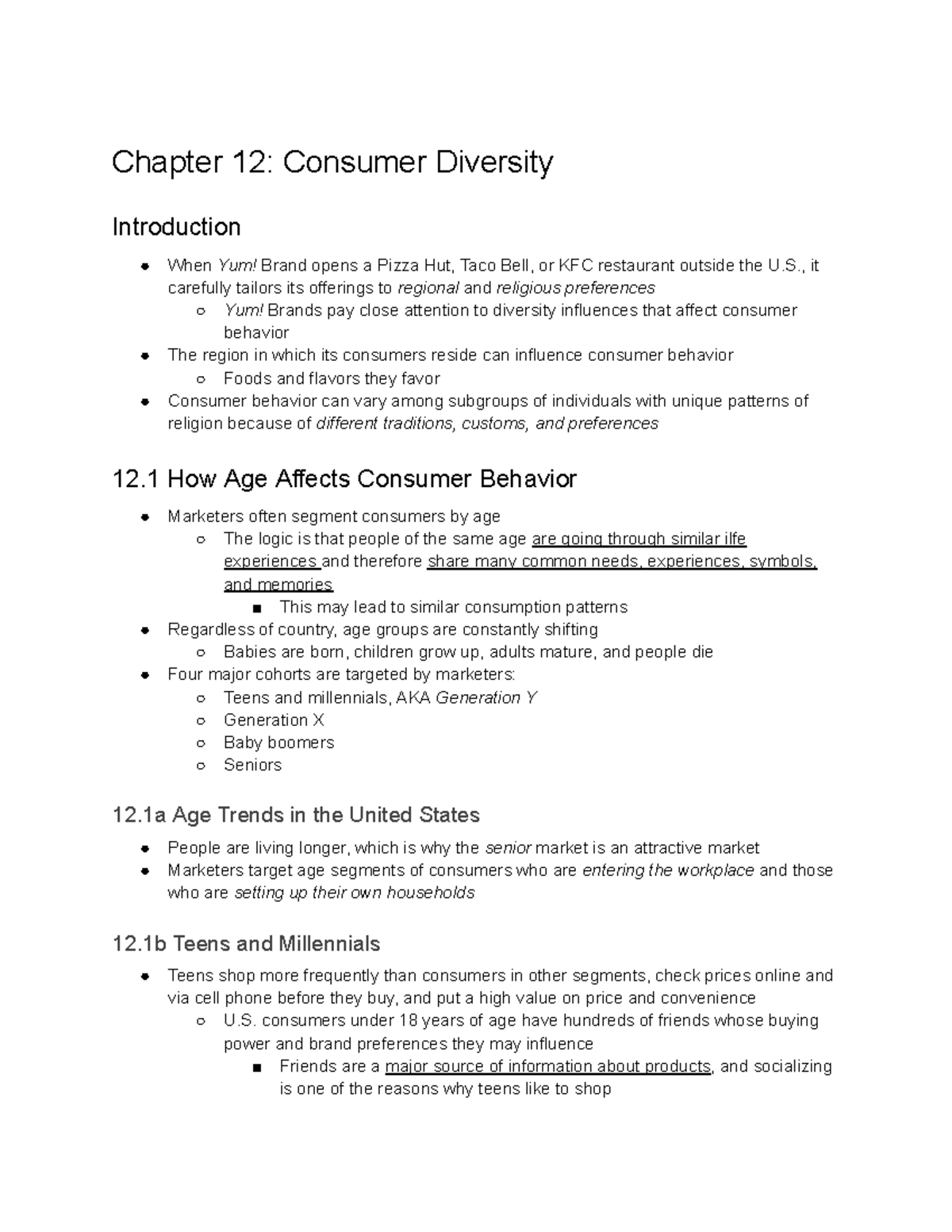 MKTG310 Chapter 12 - Chapter 12: Consumer Diversity Introduction When ...