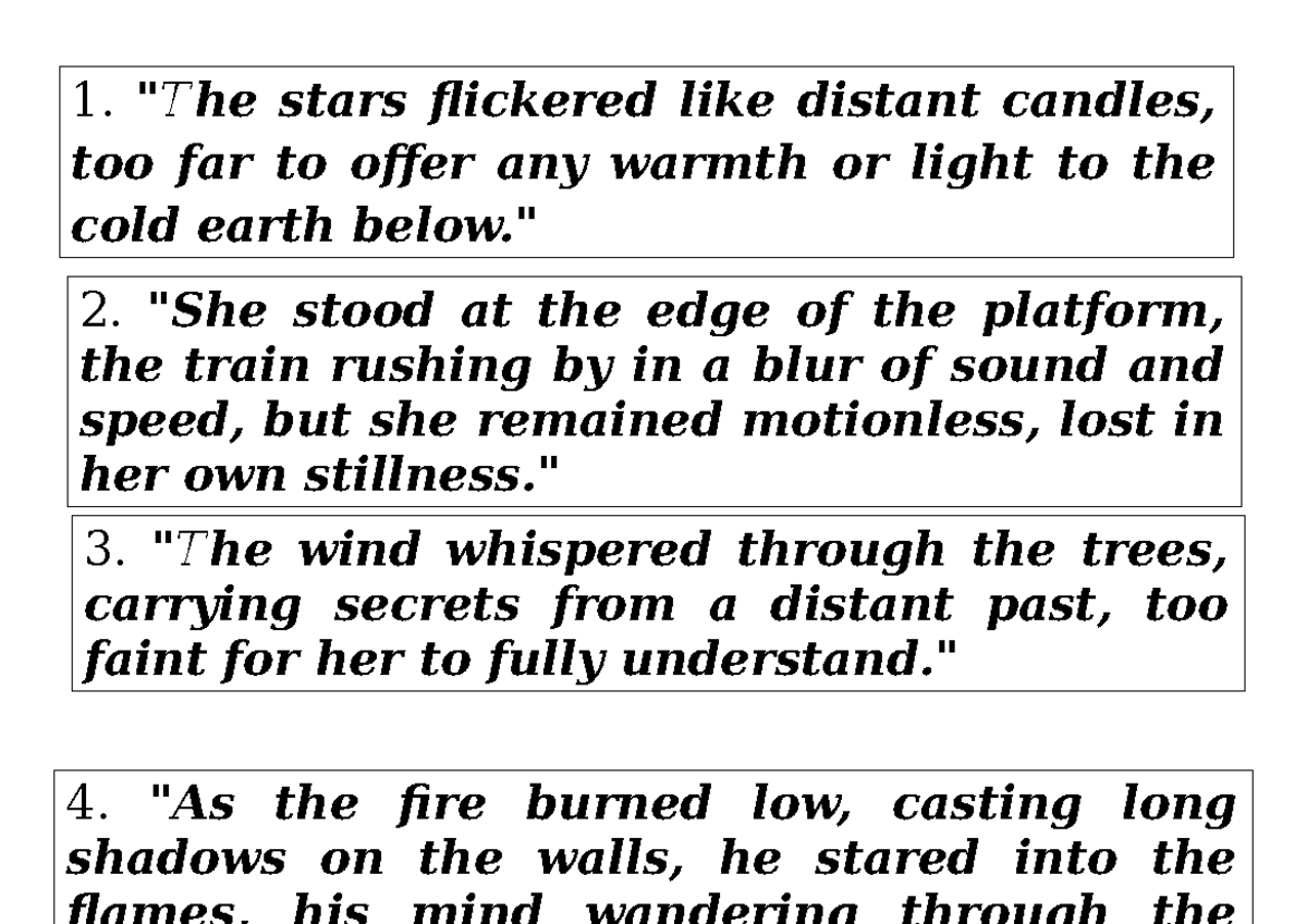 Close Analysis Activity - 21st Century Lit - "The stars flickered like ...
