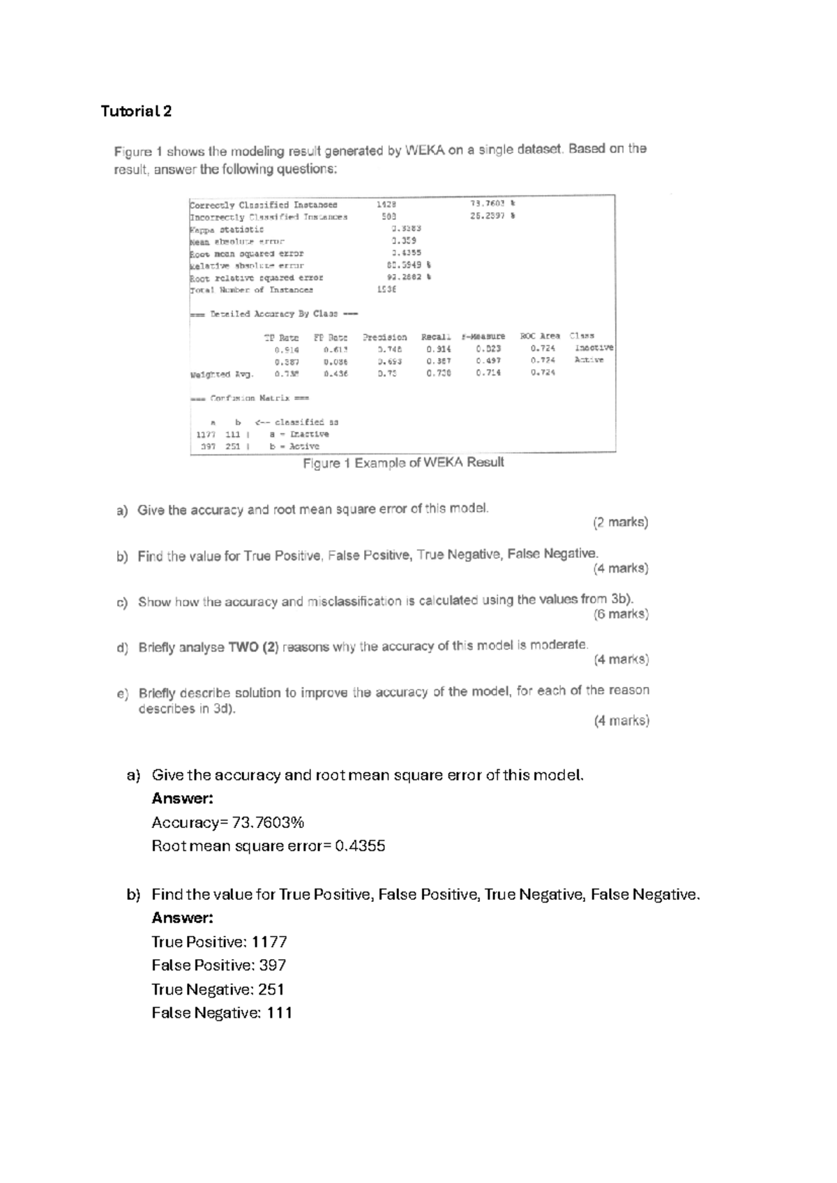 Group 3 Week6 Tutorial 2 Data Mining Tutorial 2 A Give The Accuracy And Root Mean Square