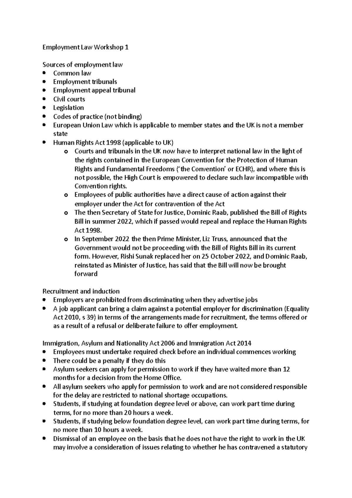 Employment Law Workshop 1 PRE Reading - Employment Law Workshop 1 ...