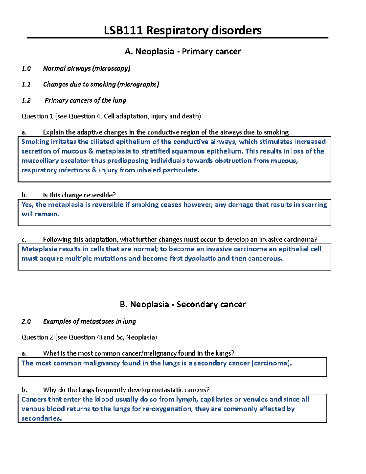 LSB111 Prac 10 Answers students Respiratory System Practical - LSB111 ...