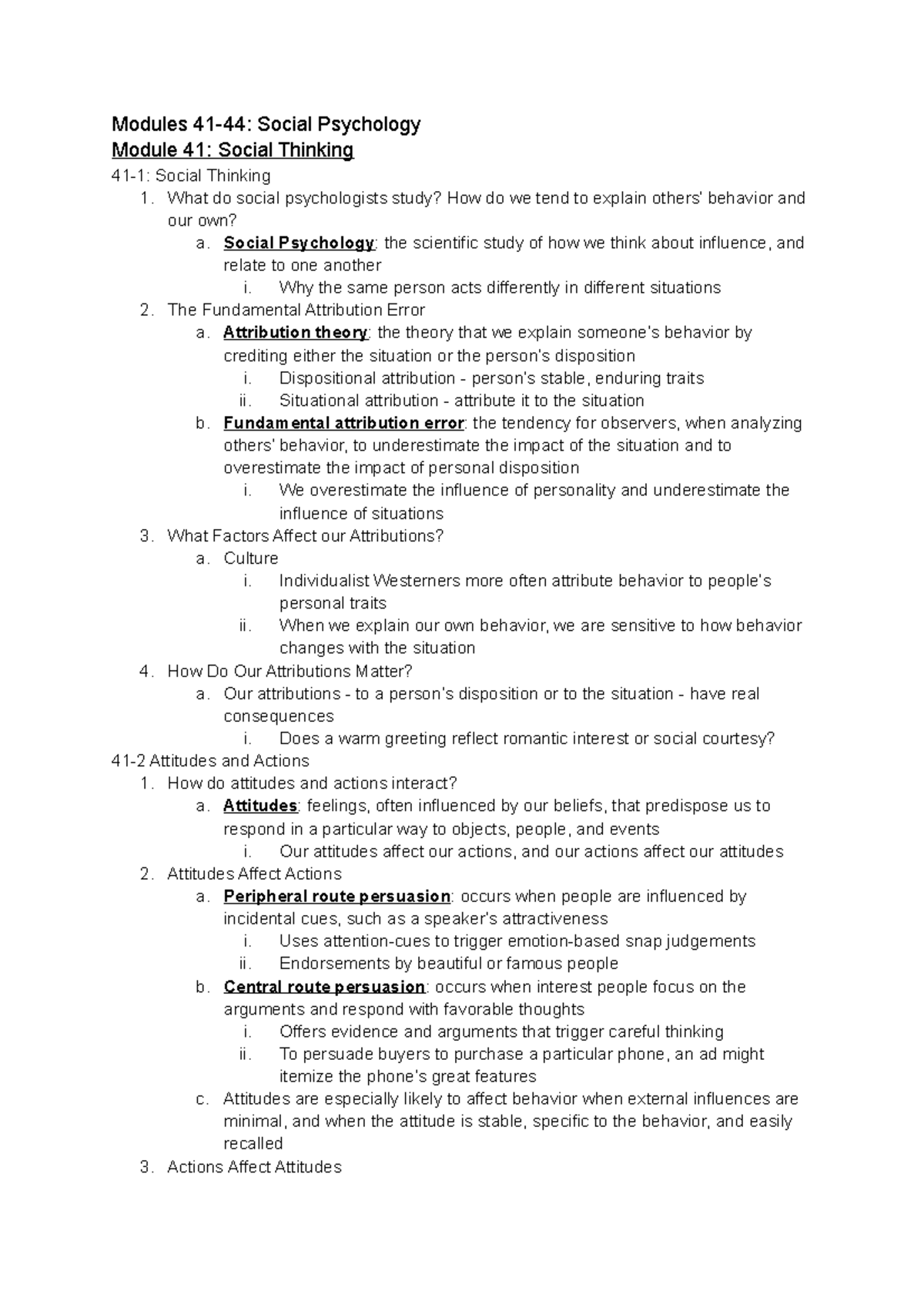 Psych Ch. 41-44 - Modules Social Psychology Module 41: Social Thinking ...