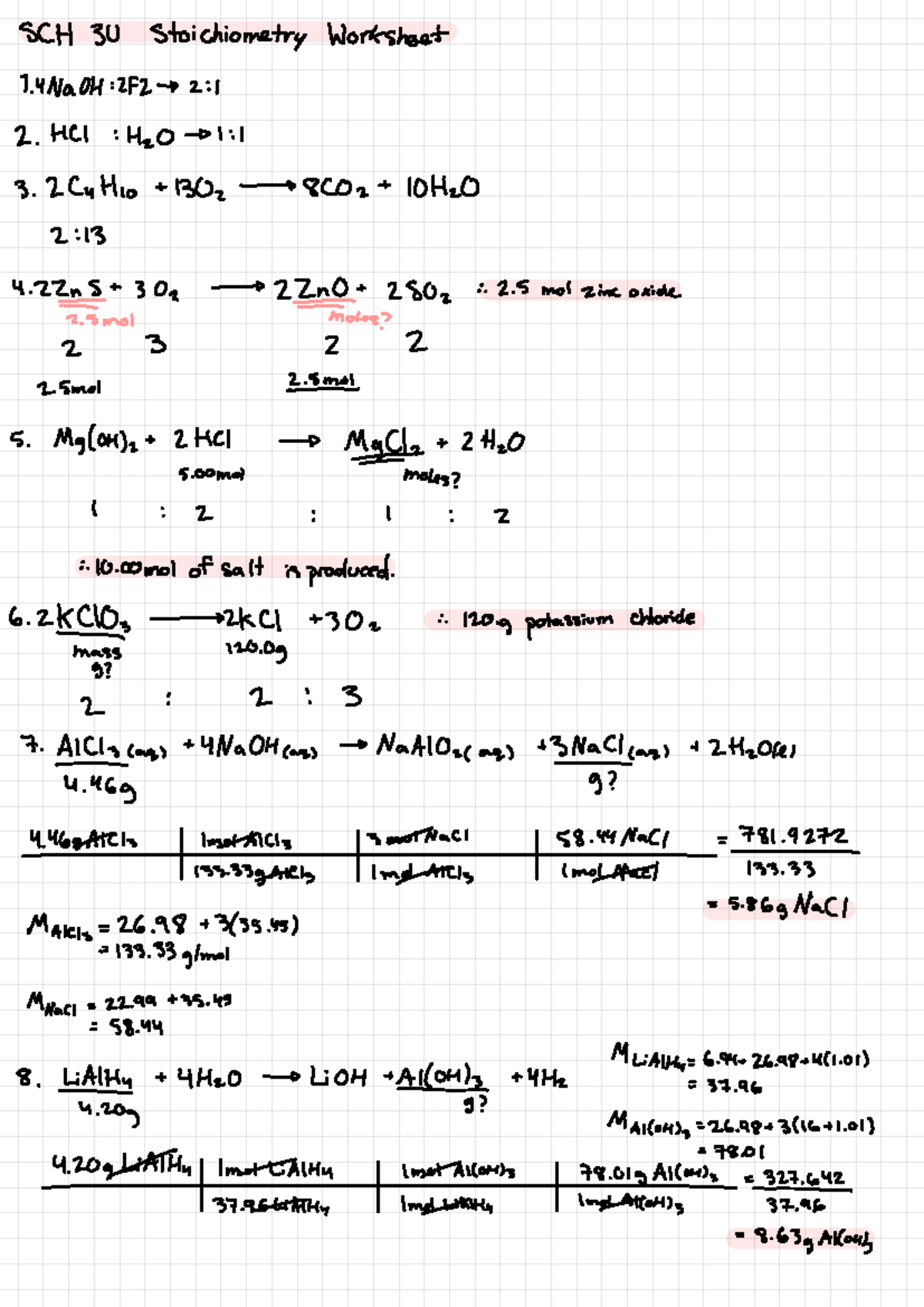 Stoichiometry Practice - SCH 3U Stoichiometry Worksheet 7. 4 NaOH : IF2 ...