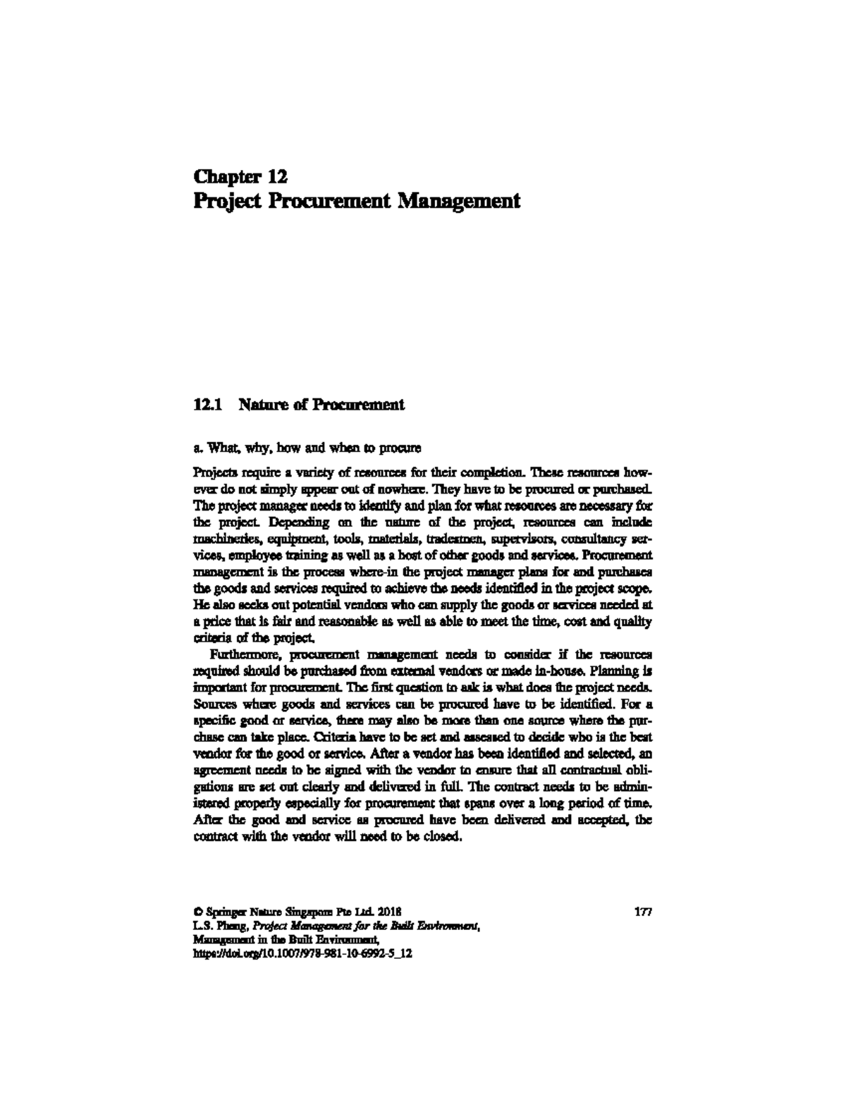 Chapter 12 Project Procurement Management - PM5101 - NUS - StuDocu
