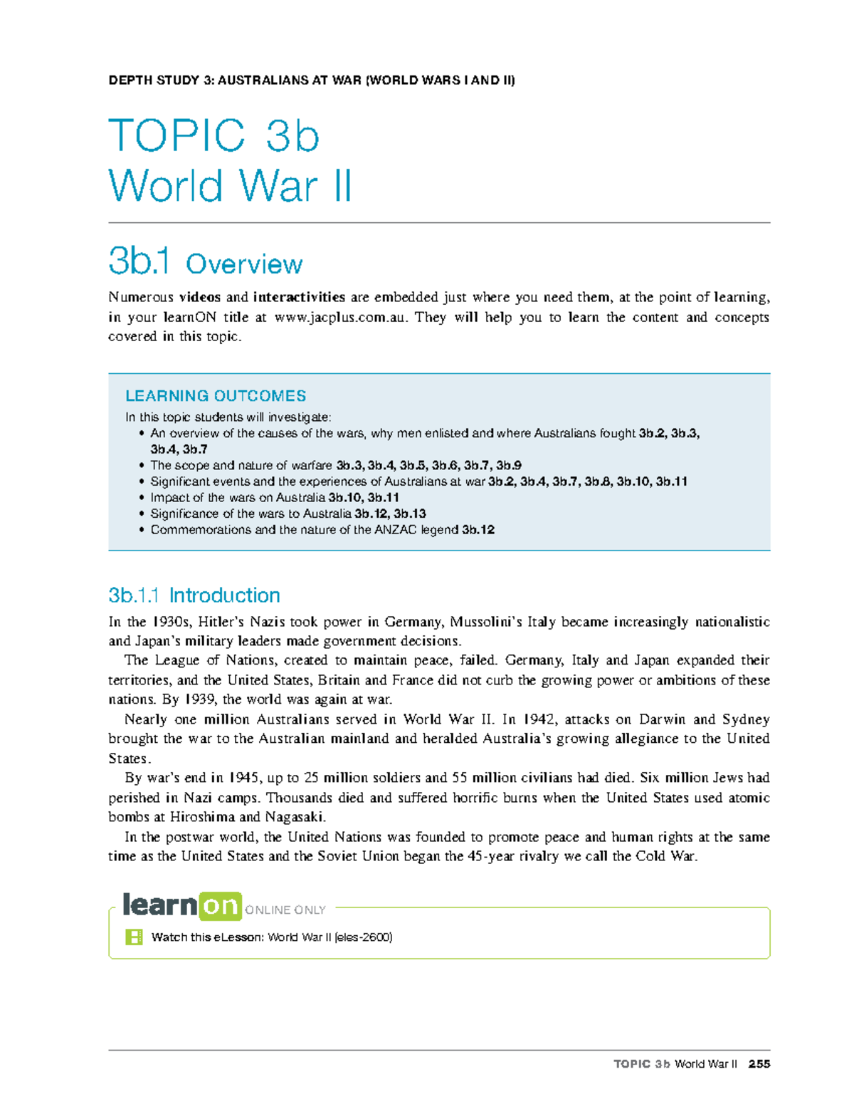 Australia and World War II - TOPIC 3b World War II 255 DEPTH STUDY 3 ...