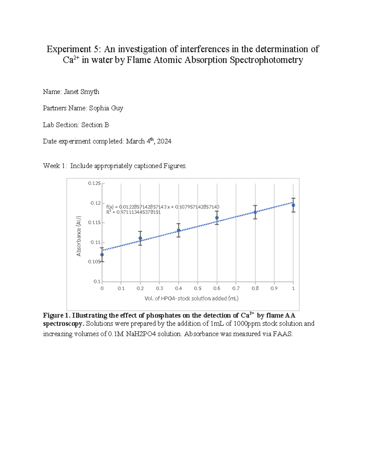 CHM 2354 - Experiment 5 Mini-Report - Experiment 5: An investigation of ...