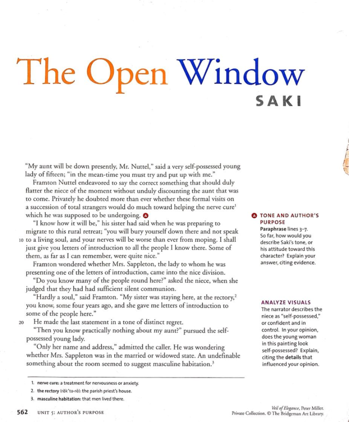 English 9-The Open Window - The Open Window SAKI "My aunt will be down ...