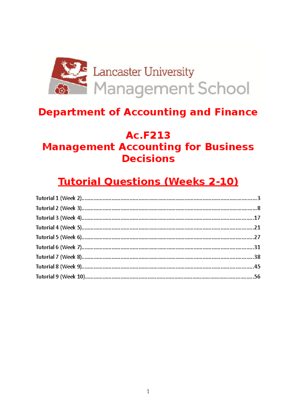 Ac.F213M Tutorial Questions 1-9 20221211 - Department of Accounting and ...