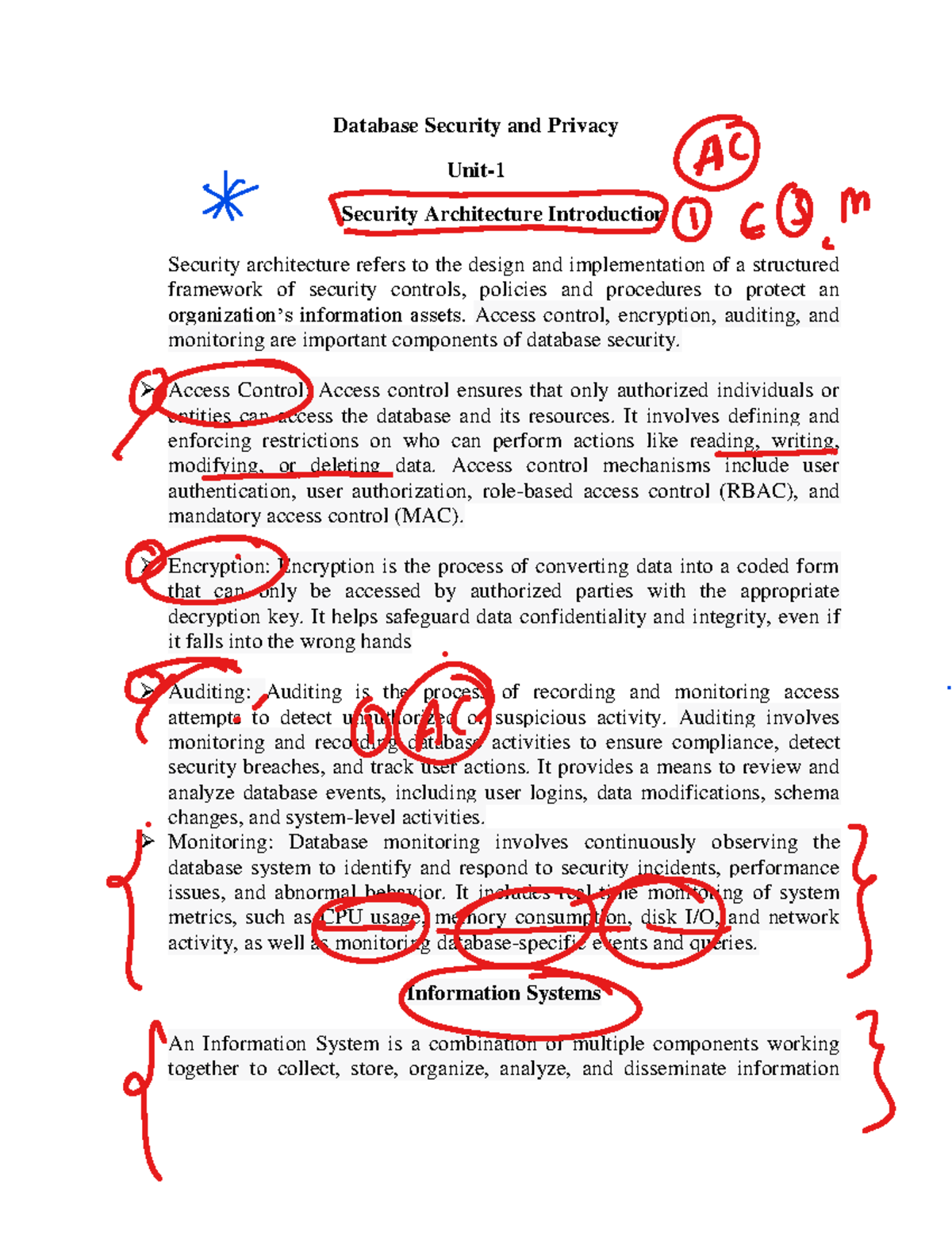 Unit 1 - database - Database Security and Privacy Unit- Security Architecture Introduction ...