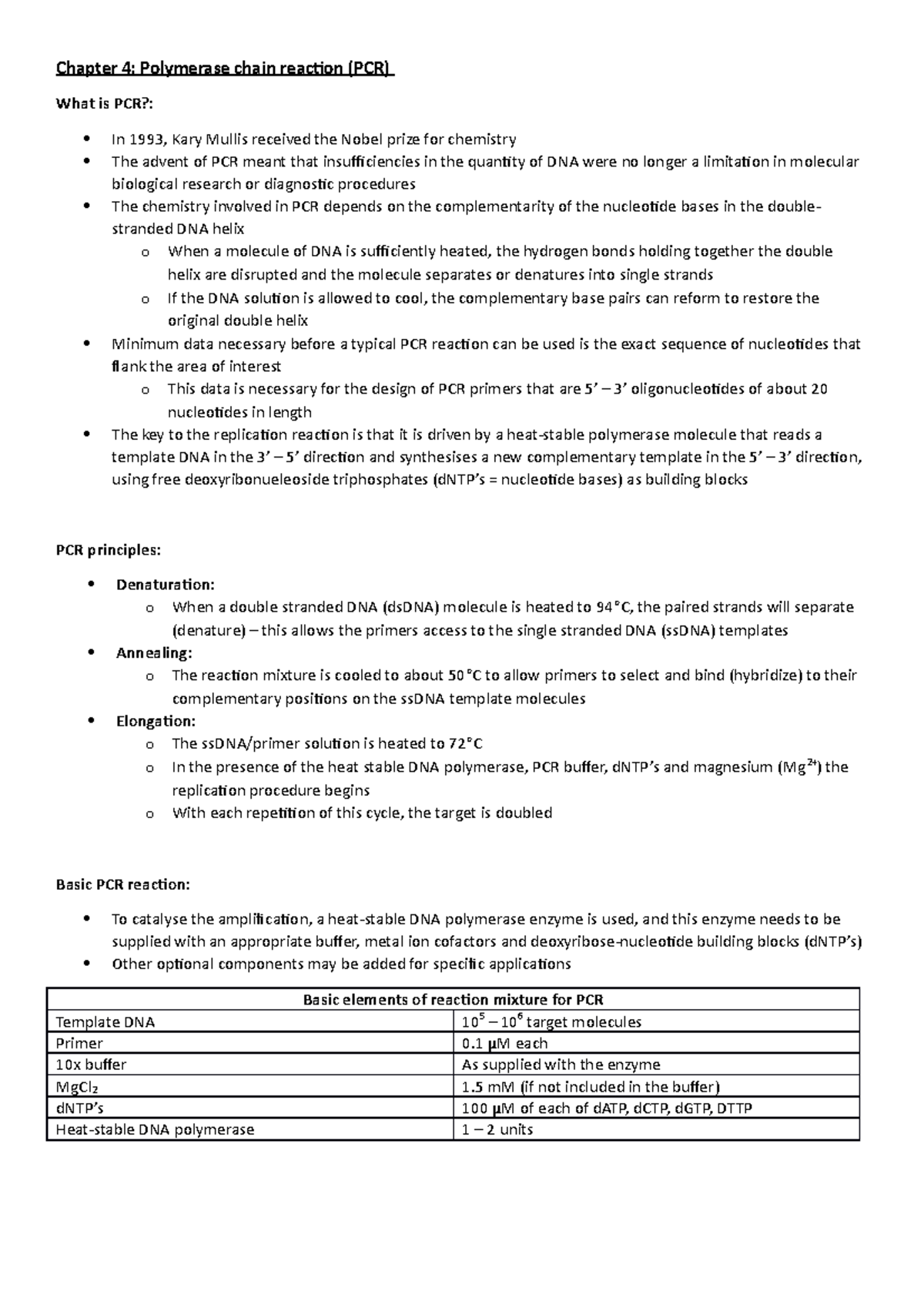 Chapter 4 - Summary Forensic Genetics - Chapter 4: Polymerase chain ...