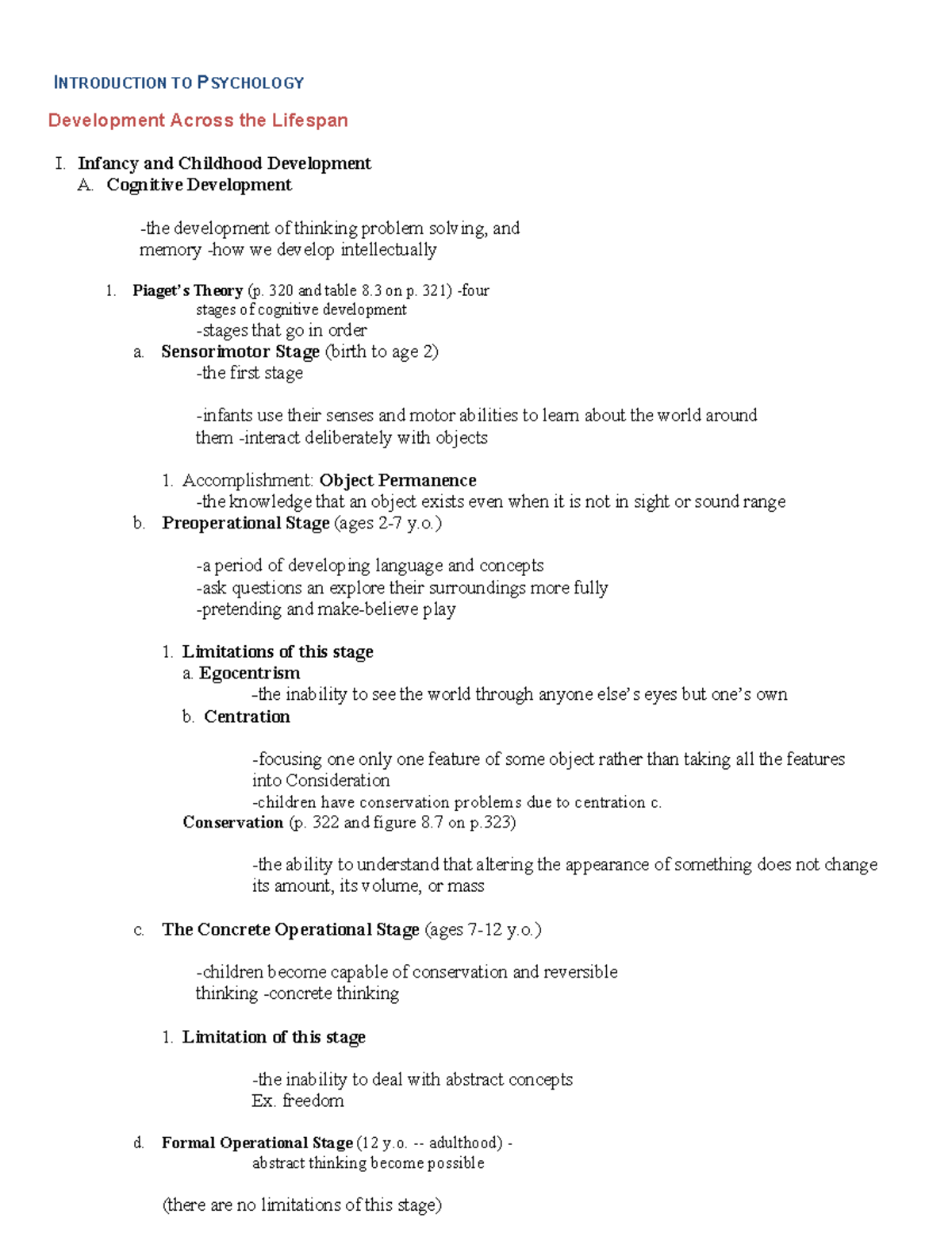 Introduction to Psychology - INTRODUCTION TO PSYCHOLOGY Development ...