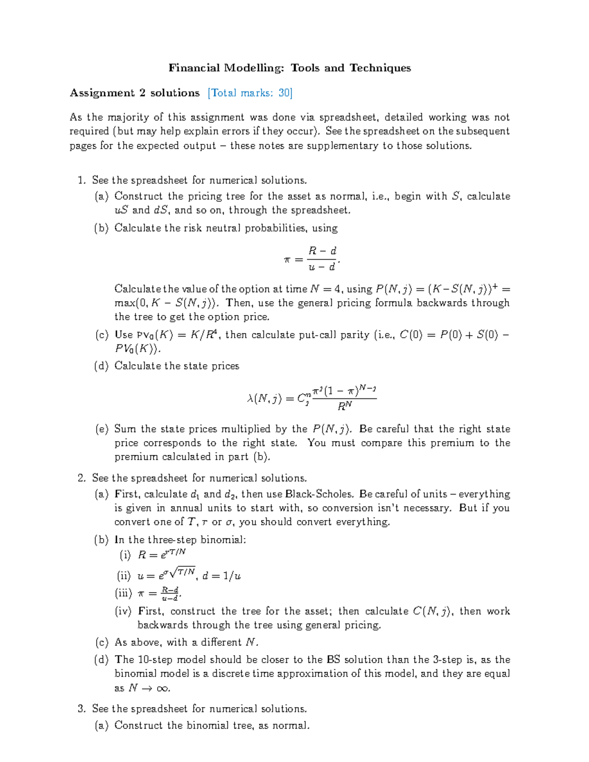 Financial Modelling Assignment 2 solutions - Warning: TT: undefined function: 32 Warning: TT ...