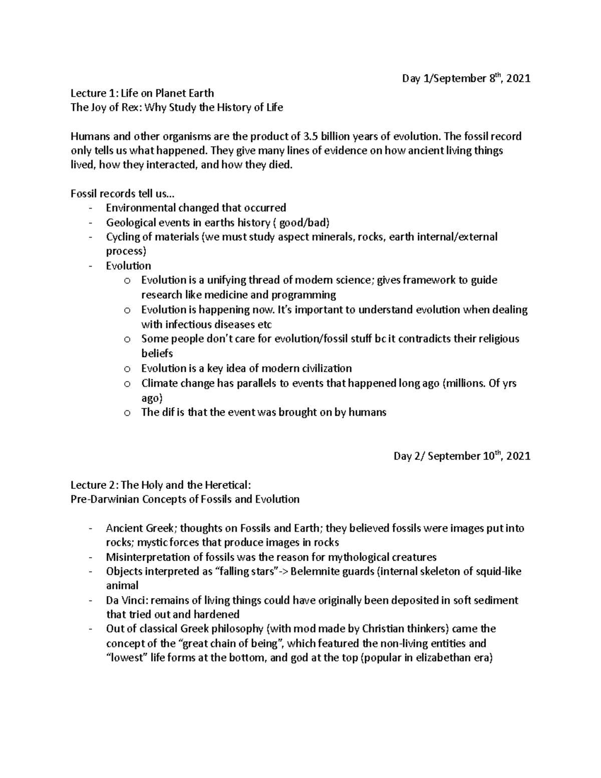 Earthsci Notes - Day 1/September 8th, 2021 Lecture 1: Life on Planet ...